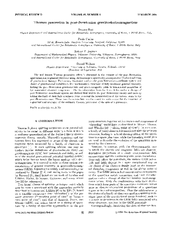 (PDF) Thomas precession in post-Newtonian gravitoelectromagnetism