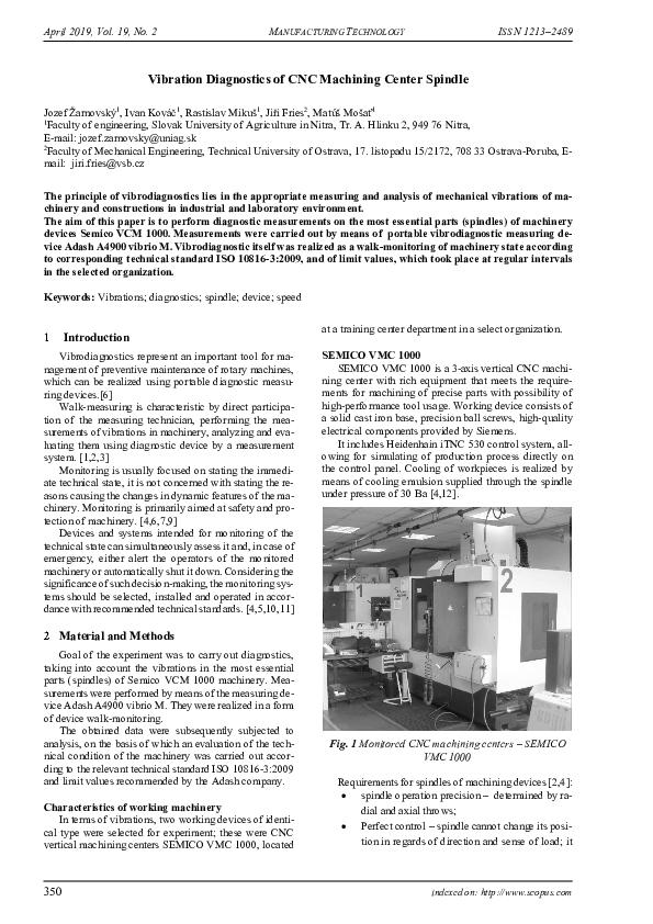 (PDF) Vibration Diagnostics of CNC Machining Center Spindle