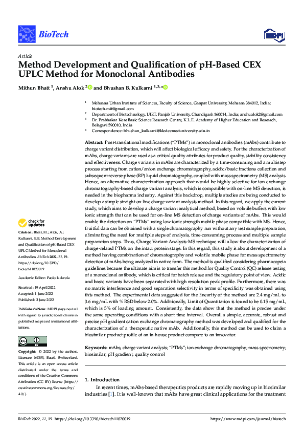 (PDF) Method Development and Qualification of pH-Based CEX UPLC Method ...