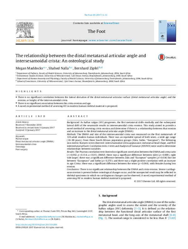 (PDF) The relationship between the distal metatarsal articular angle ...