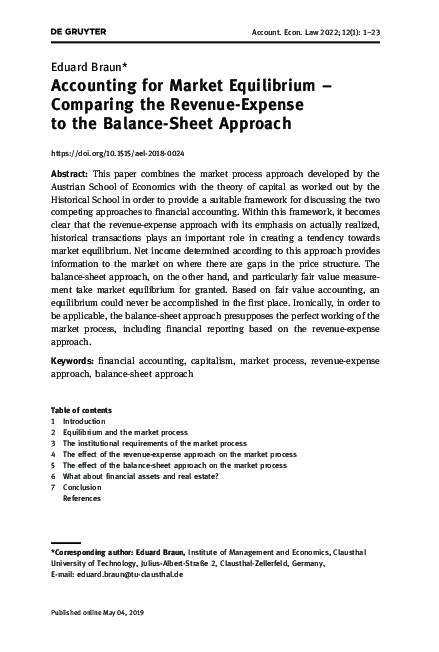 (PDF) Accounting for Market Equilibrium – Comparing the Revenue-Expense ...
