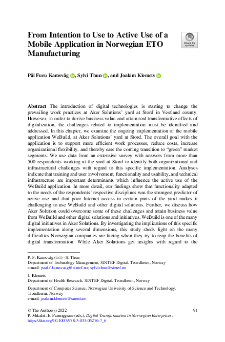 (PDF) From Intention to Use to Active Use of a Mobile Application in ...