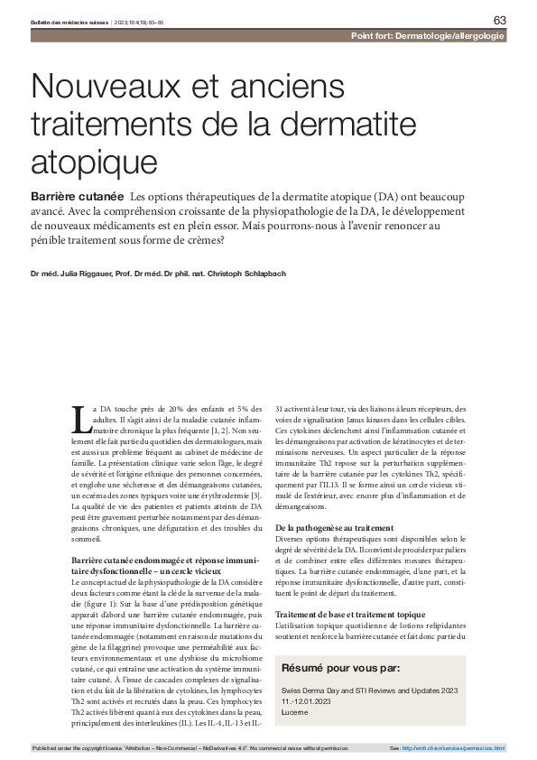 (PDF) Nouveaux et anciens traitements de la dermatite atopique | Julia ...