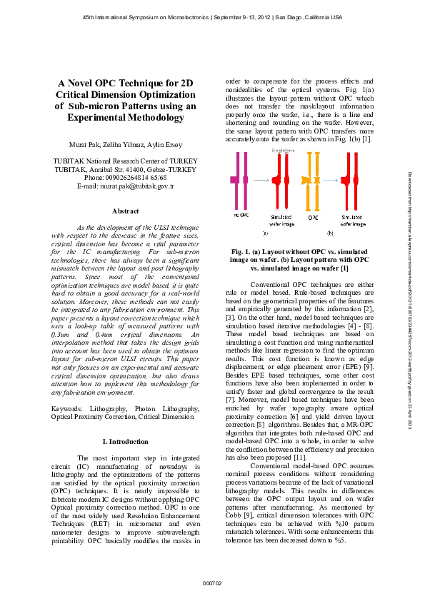 (PDF) A Novel OPC Technique for 2D Critical Dimension Optimization of ...