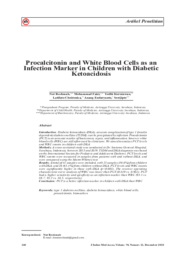 (PDF) Procalcitonin and White Blood Cells as an Infection Marker in ...