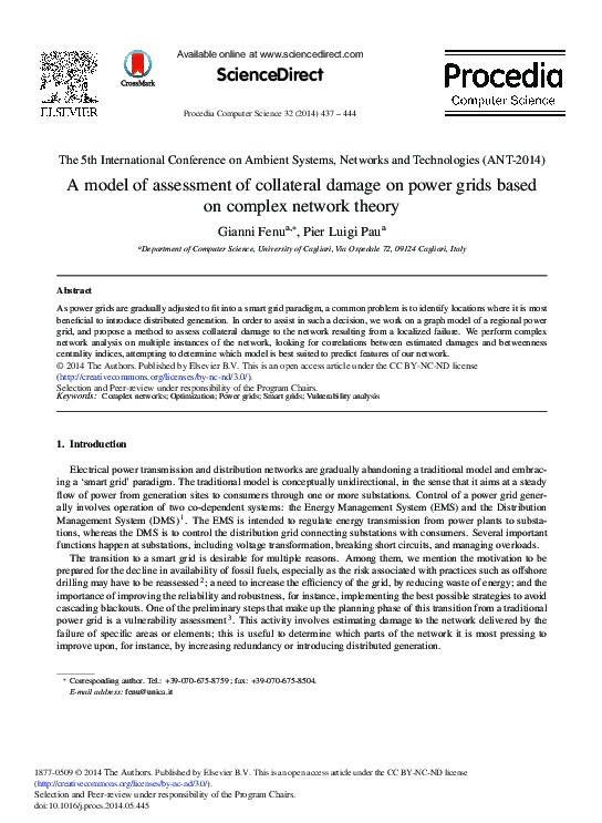 (PDF) A Model of Assessment of Collateral Damage on Power Grids based ...