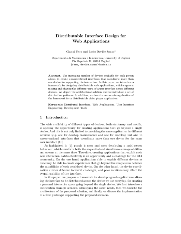 (PDF) Distributable Interface Design for Web Applications | Gianni Fenu - Academia.edu