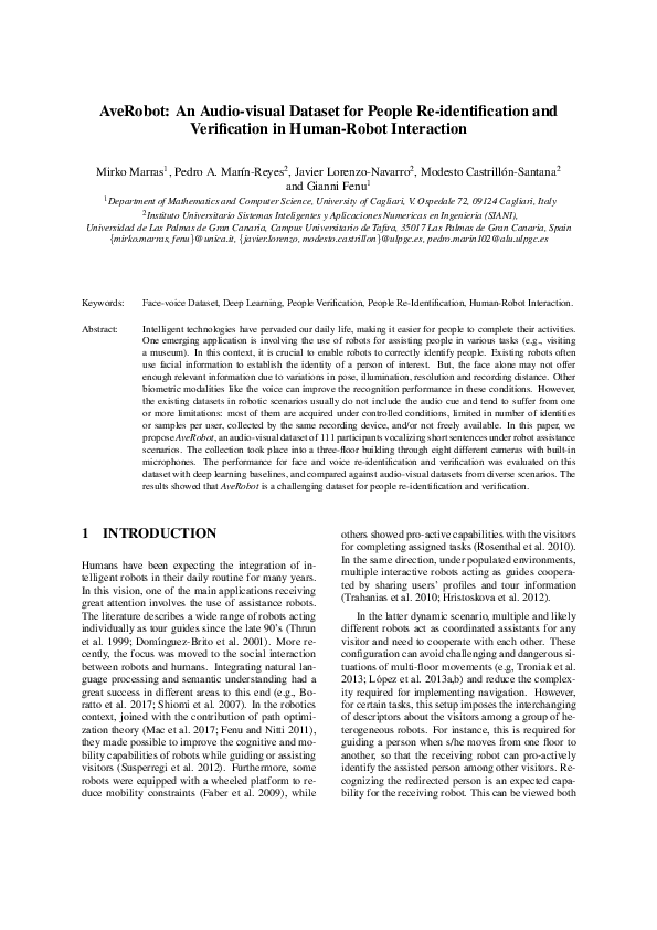 (PDF) AveRobot: An Audio-visual Dataset for People Re-identification ...