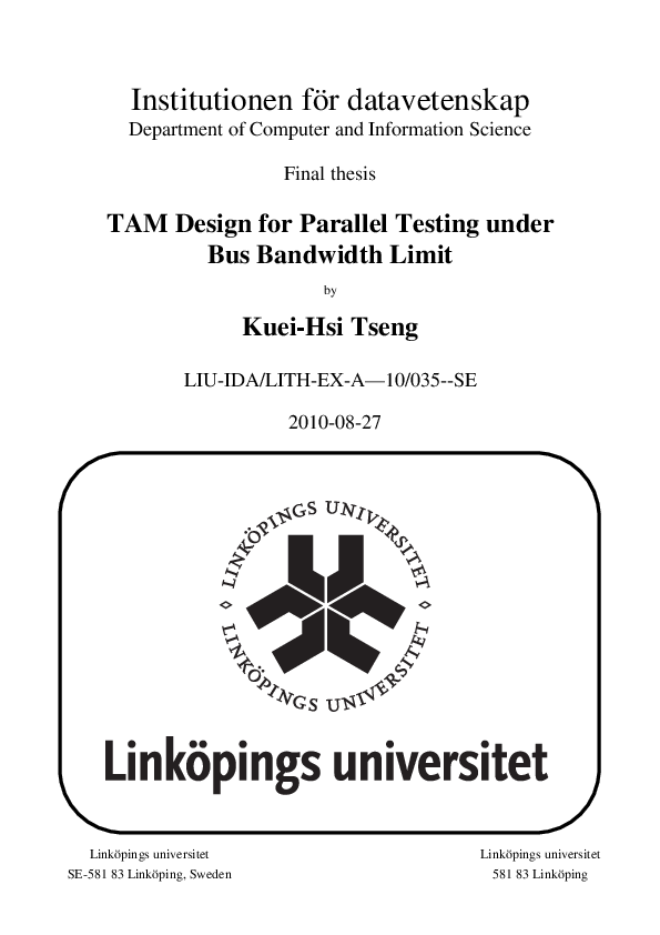 (PDF) TAM Design for Parallel Testing under Bus Bandwidth Limit
