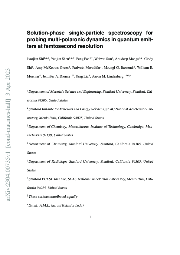 (PDF) Solution-phase single-particle spectroscopy for probing multi-polaronic dynamics in ...