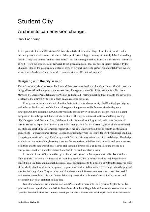 (PDF) Student city: architects can envision change | Jan Frohburg ...