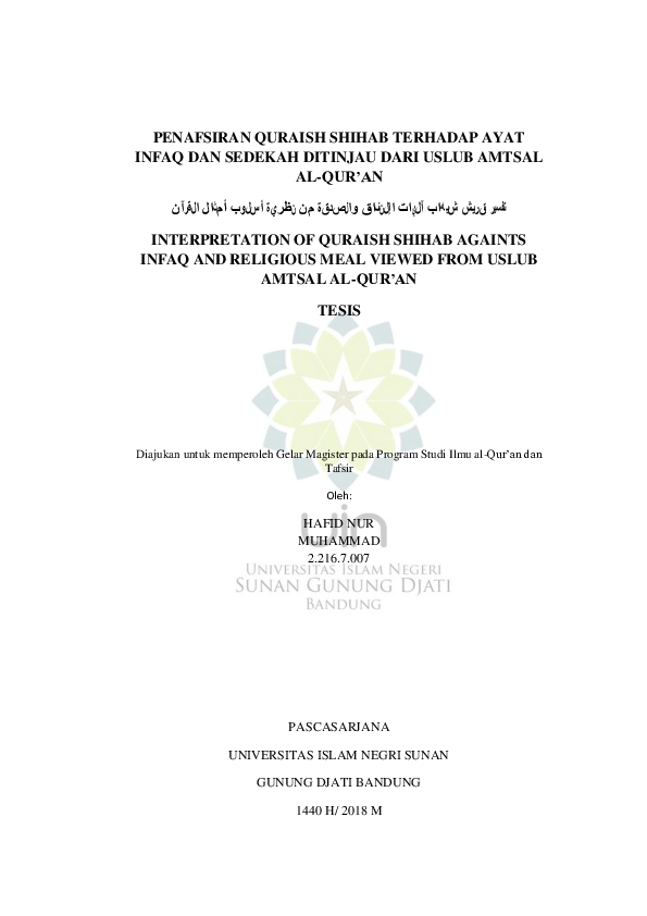 (PDF) Penafsiran Quraish Shihab terhadap ayat infaq dan sedekah ...