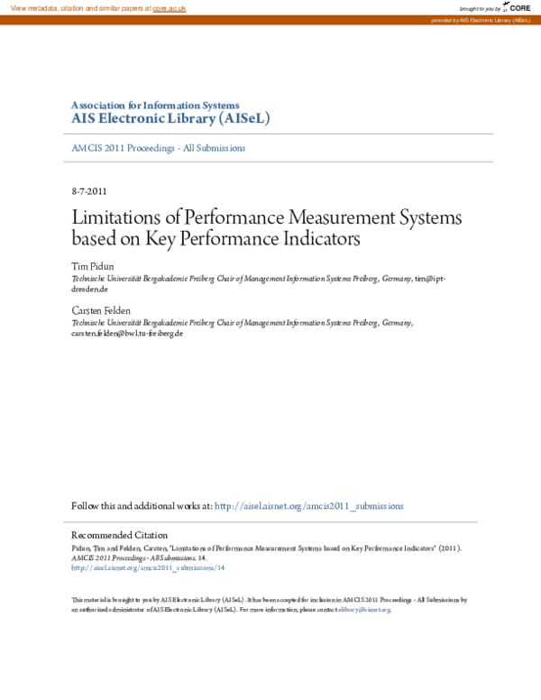 (PDF) Limitations of Performance Measurement Systems based on Key ...