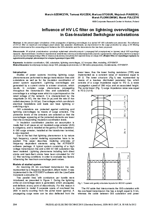 (PDF) Influence of HV LC filter on lightning overvoltages in Gas ...