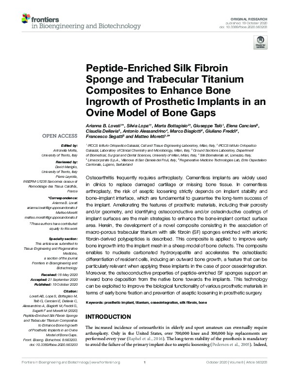 (PDF) Peptide-Enriched Silk Fibroin Sponge and Trabecular Titanium ...