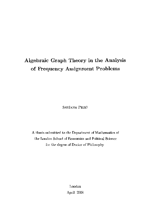 (PDF) Algebraic graph theory in the analysis of frequency assignment problems