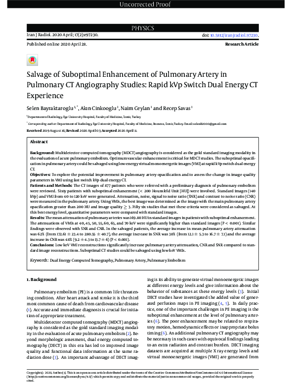 (PDF) Salvage of Suboptimal Enhancement of Pulmonary Artery in ...