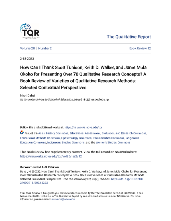 (PDF) How Can I Thank Scott Tunison, Keith D. Walker, and Janet Mola ...