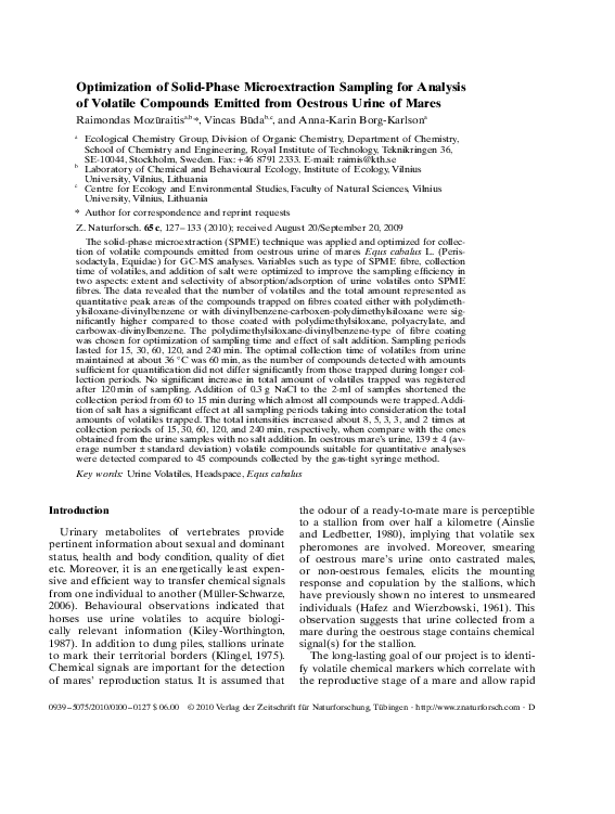 (PDF) Optimization of Solid-Phase Microextraction Sampling for Analysis of Volatile Compounds ...