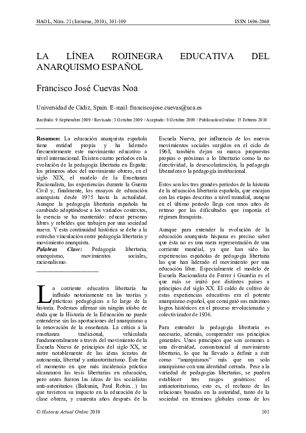 (PDF) La línea rojinegra educativa del anarquismo español