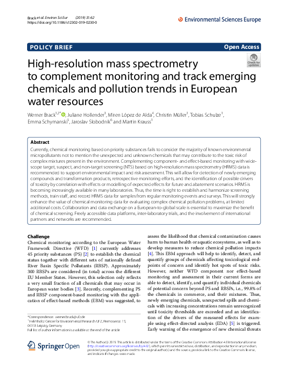 (PDF) High-resolution mass spectrometry to complement monitoring and ...