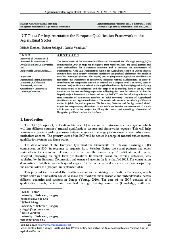 (PDF) ICT Tools for Implementation the European Qualification Framework ...