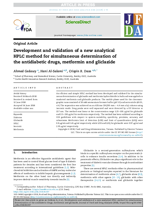 Pdf Development And Validation Of A New Analytical Hplc Method For Simultaneous Determination