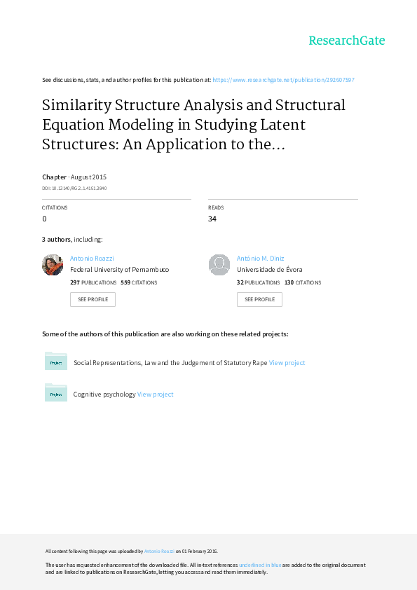 (PDF) Similarity Structure Analysis and Structural Equation Modeling in Studying Latent ...