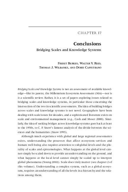 (PDF) Conclusions: bridging scales and knowledge systems