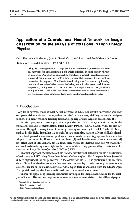 (PDF) Application of a Convolutional Neural Network for image classification for the analysis of ...