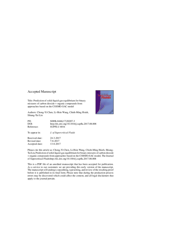 Pdf Prediction Of Solid Liquid Gas Equilibrium For Binary Mixtures Of