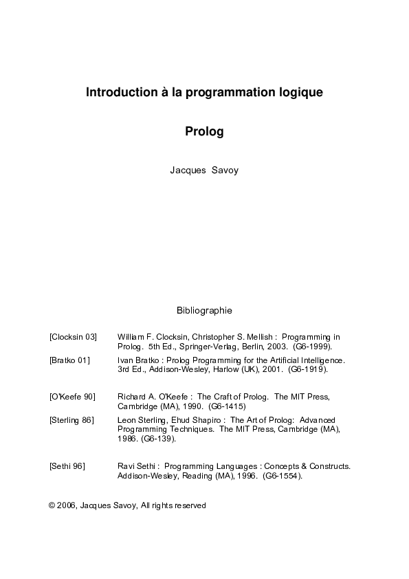 (PDF) Programming in Prolog