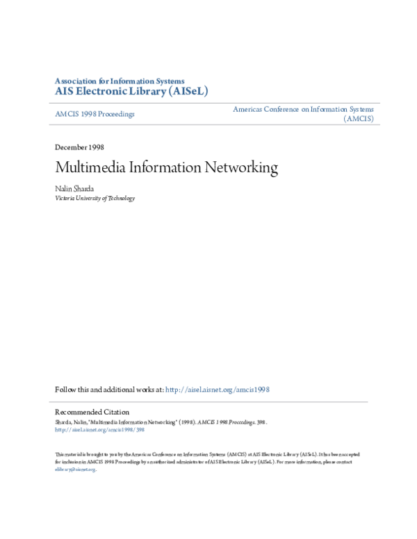 (PDF) Multimedia Information Networking