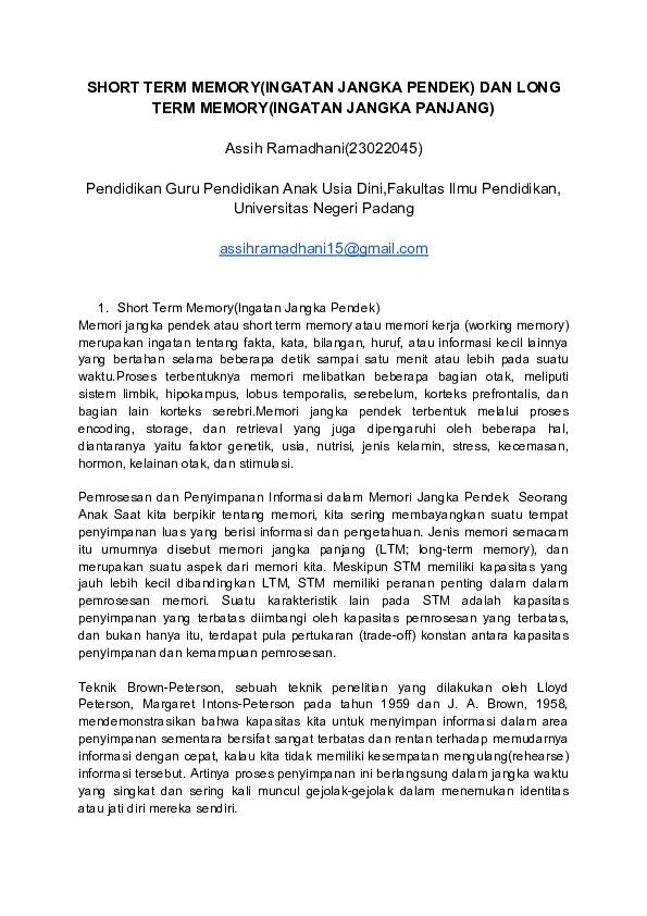 (DOC) SHORT TERM MEMORY(INGATAN JANGKA PENDEK) DAN LONG TERM MEMORY ...