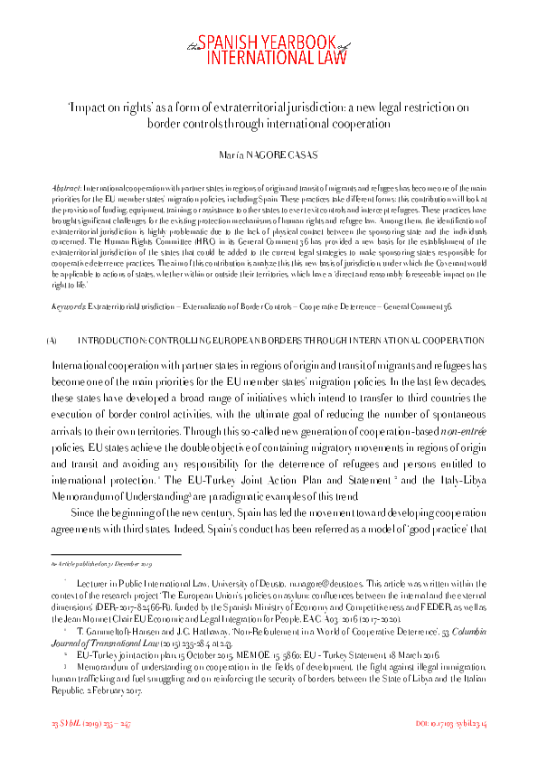 (PDF) ‘Impact on Rights’ as a Form of Extraterritorial Jurisdiction: A ...
