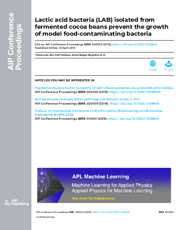 (PDF) Lactic acid bacteria (LAB) isolated from fermented cocoa beans prevent the growth of model ...