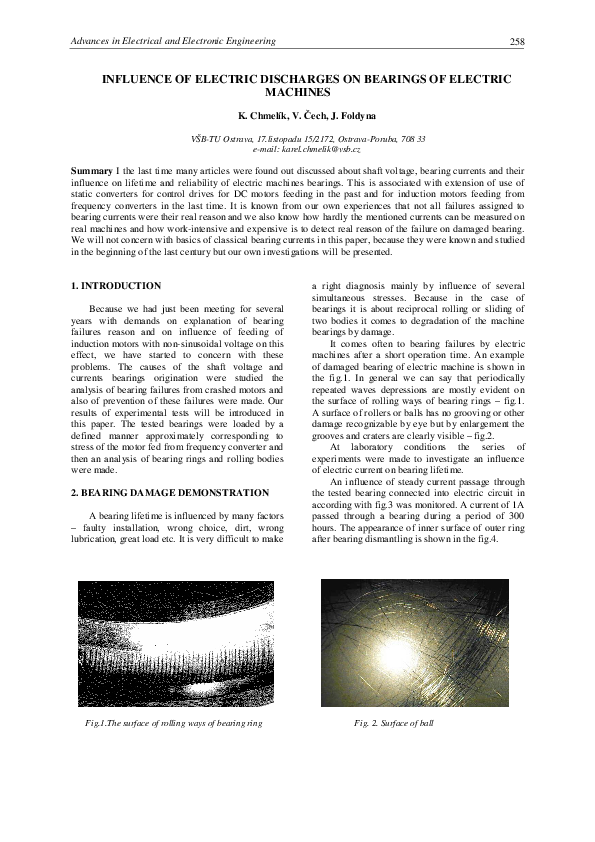(PDF) Influence of Electric Discharges on Bearings of Electric Machines