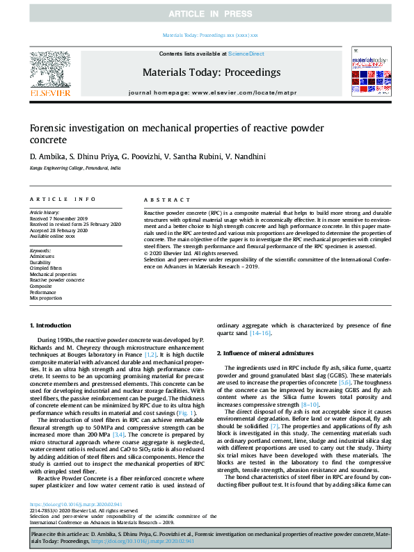 (PDF) Forensic investigation on mechanical properties of reactive ...
