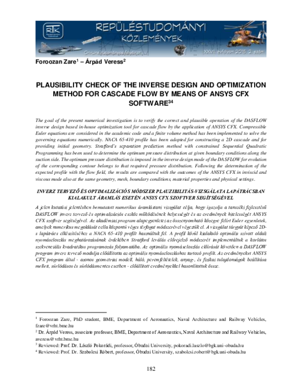 (PDF) Plausibility Check of the Inverse Design and Optimization Method ...