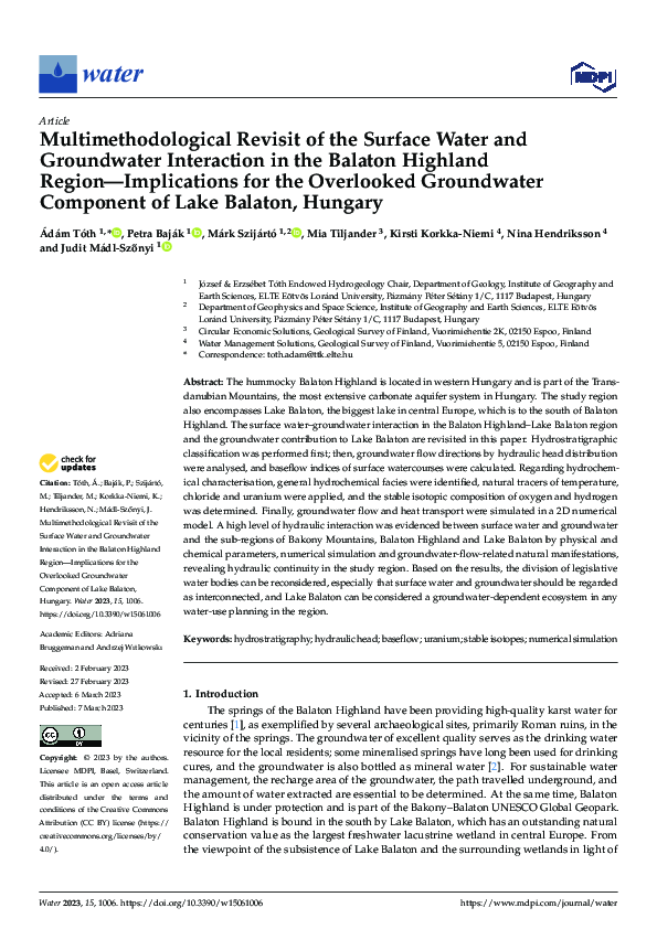 (PDF) Multimethodological Revisit of the Surface Water and Groundwater Interaction in the ...