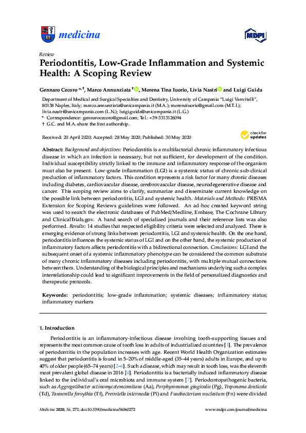 (PDF) Periodontitis, Low-Grade Inflammation and Systemic Health: A ...