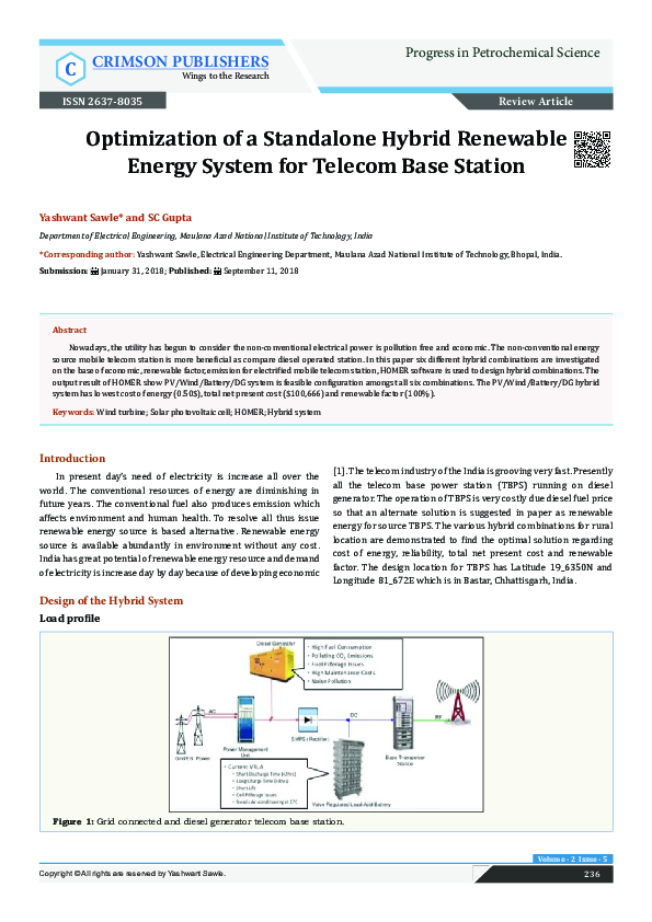 (PDF) Optimization of a Standalone Hybrid Renewable Energy System for ...