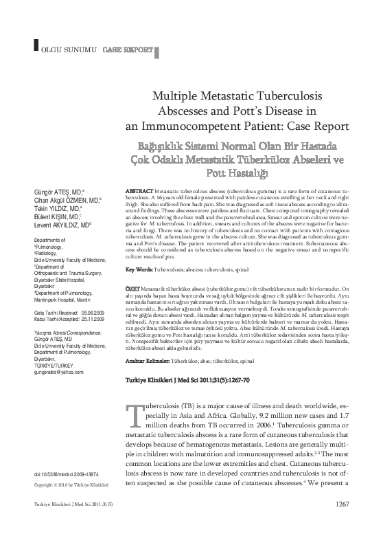 (PDF) Multiple Metastatic Tuberculosis Abscesses and Pott’s Disease in ...
