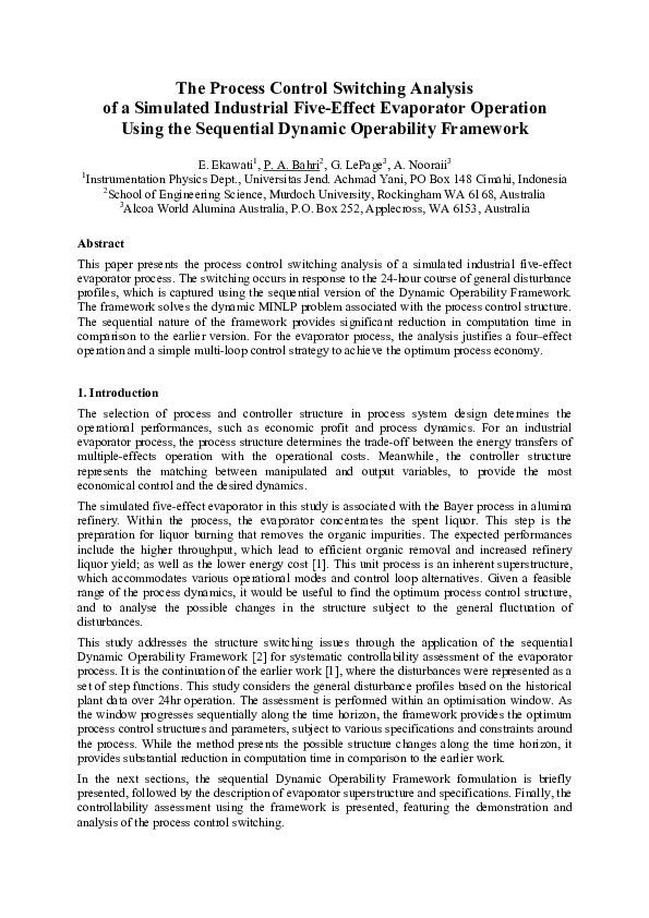 (PDF) The process control switching analysis of a simulated industrial five-effect evaporator ...