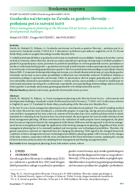 (PDF) Forest management planning at the Slovenia Forest Service ...