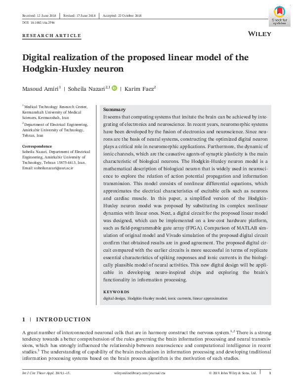 (PDF) Digital realization of the proposed linear model of the Hodgkin ...