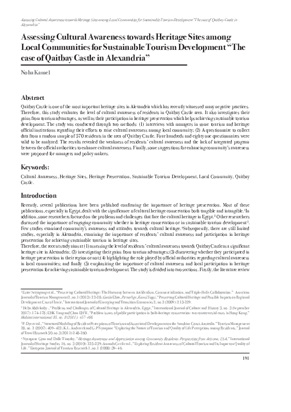 (PDF) Assessing Cultural Awareness towards Heritage Sites among Local ...