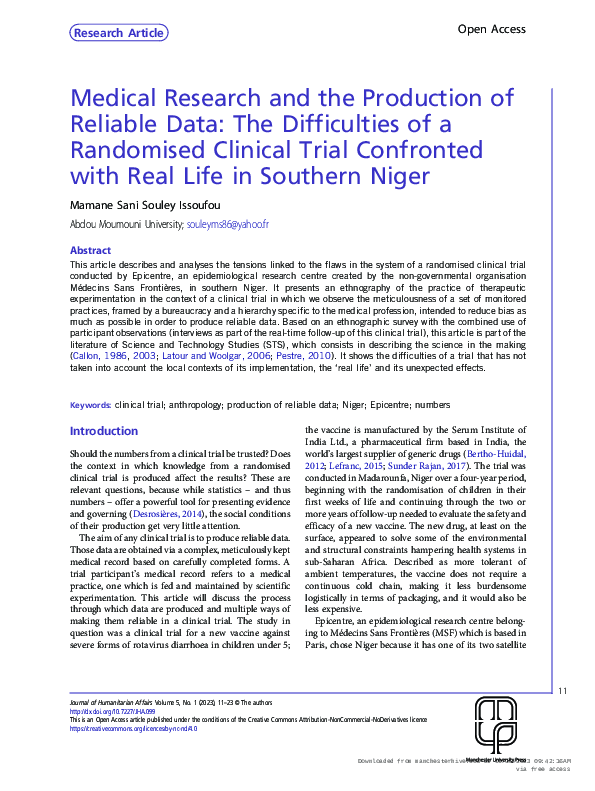 (PDF) Medical Research and the Production of Reliable Data