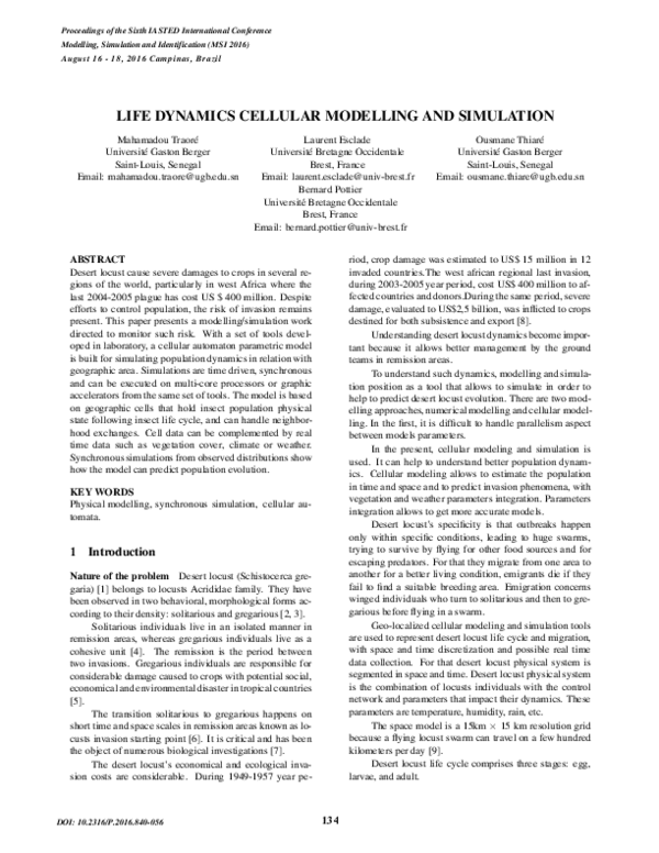 (PDF) Life Dynamics Cellular Modelling and Simulation | Mahamadou Traore - Academia.edu