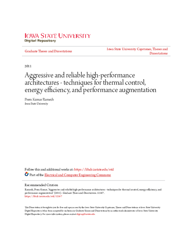 (PDF) Aggressive and reliable high-performance architectures - techniques for thermal control ...